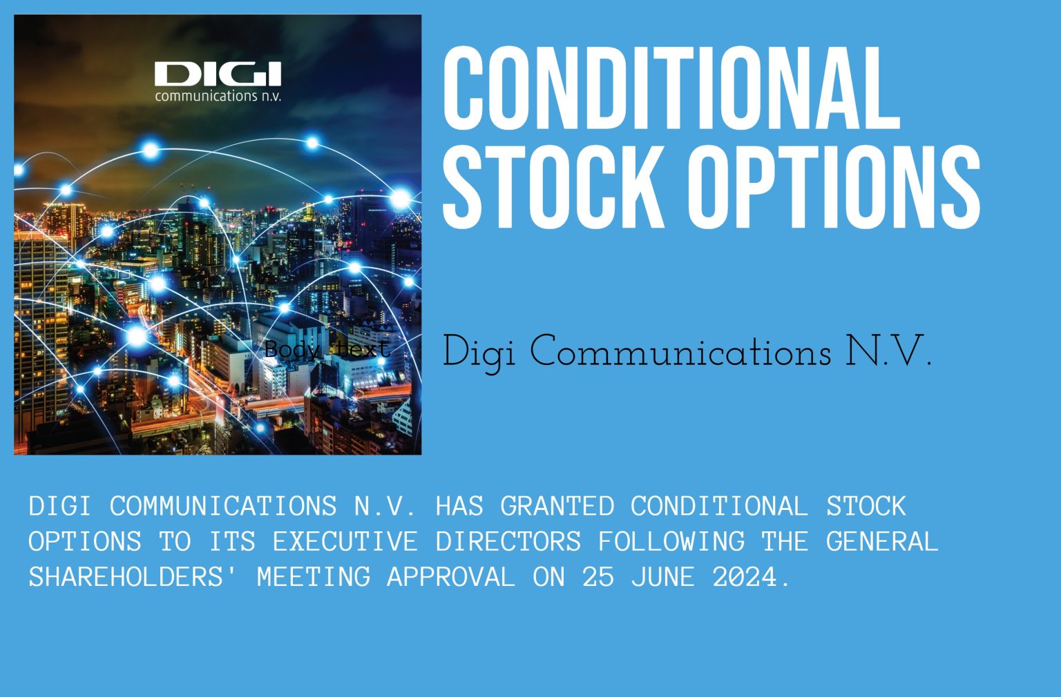 Digi Communications N.V. announces the granting of conditional stock ...
